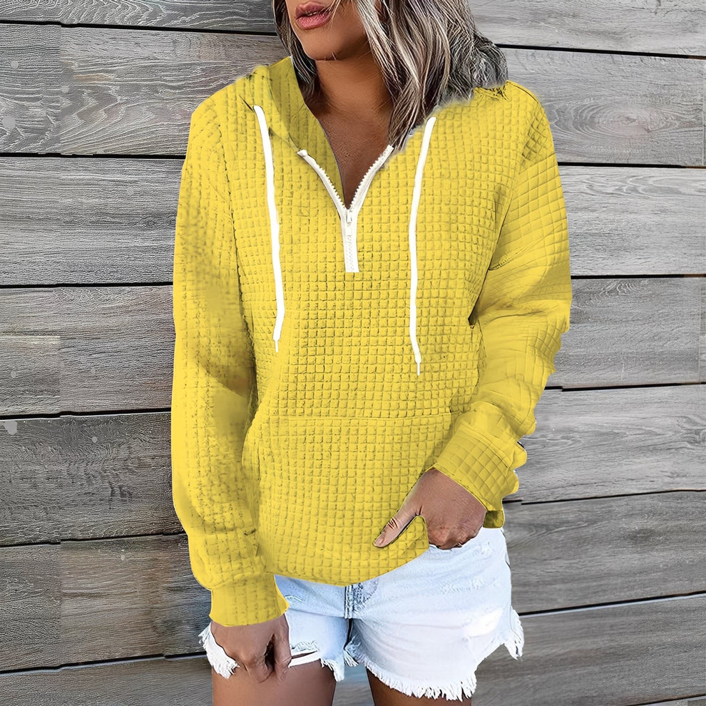 Amanda - Elegant waffle-knit hooded sweatshirt for women – Monaco-mode.fr