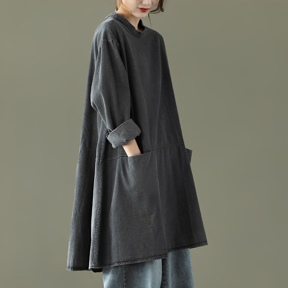 Julie - Robe en jean longue et ample pour femmes – Monaco-mode.fr