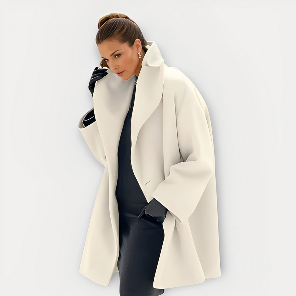 Laurette - Loose winter coat with large collar for women – Monaco-mode.fr