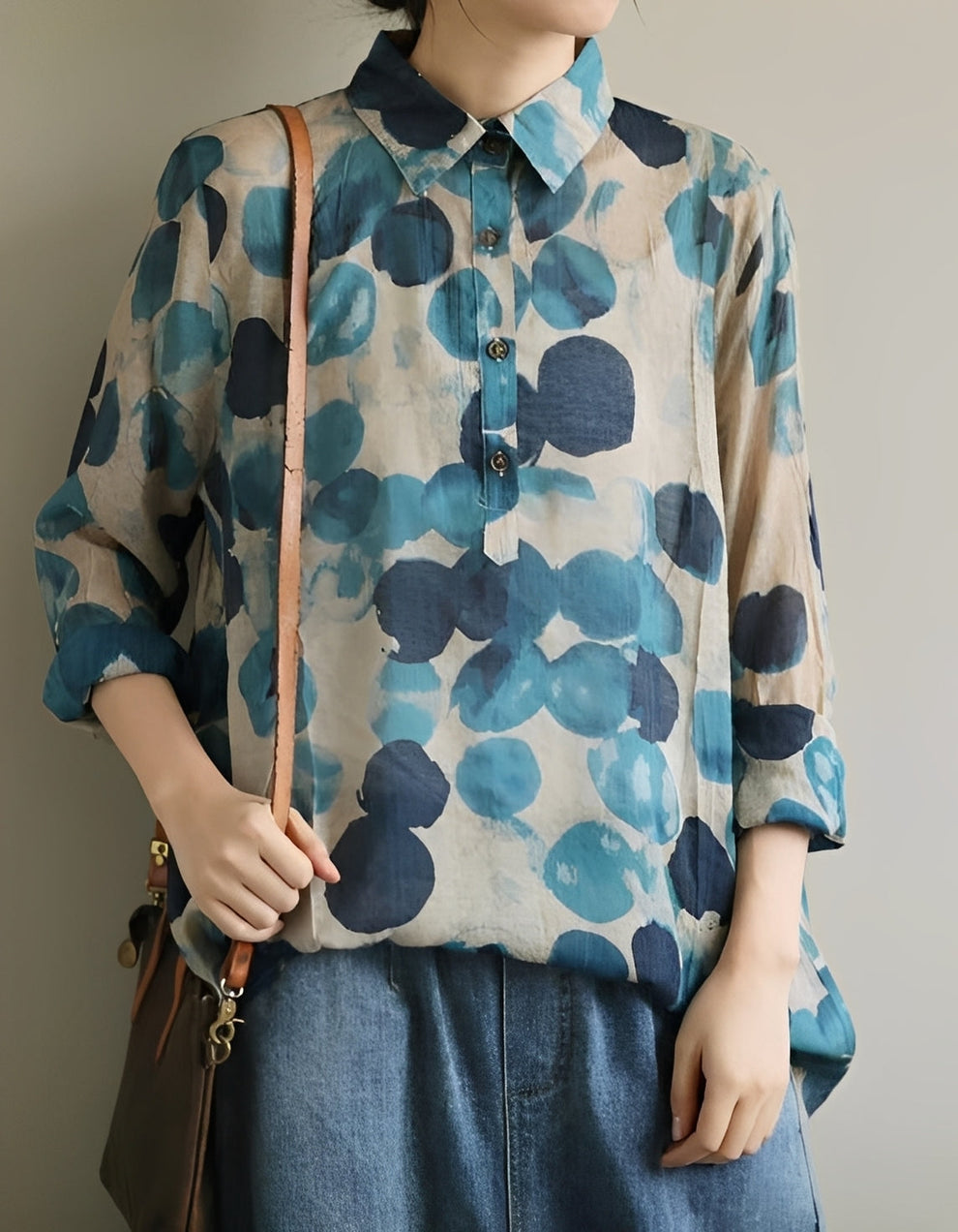 Jodie - Blouses élégantes avec revers à pois pour femmes – Monaco-mode.fr