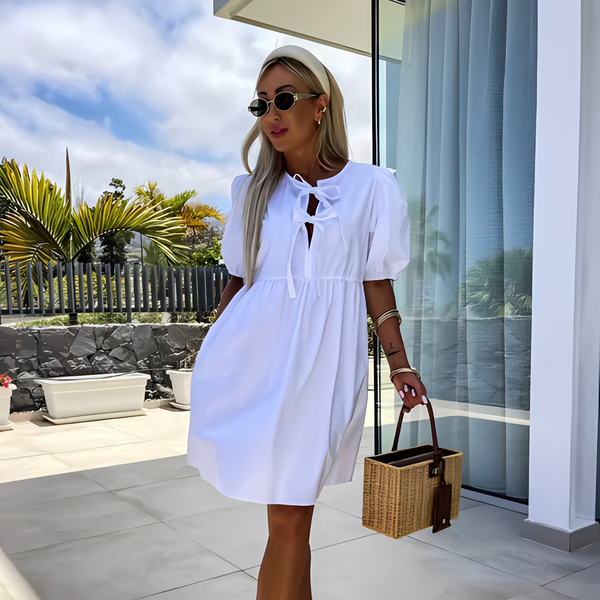 Eunice - Robe d'été chic à manches bouffantes pour femme – Monaco-mode.fr